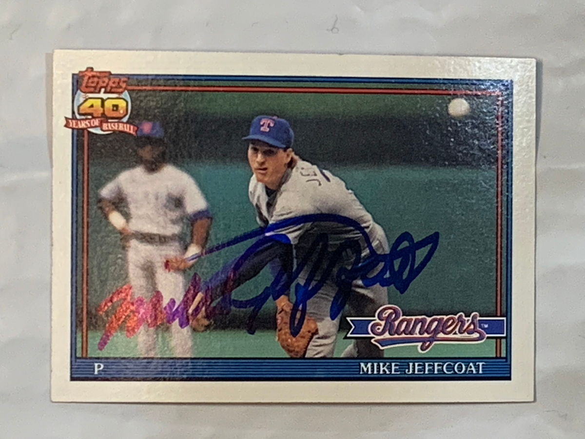 Mike Jeffcoat autographed card- 1991 Topps – Five Tool Signings